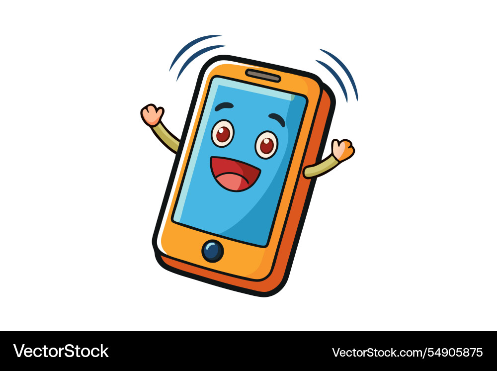 Cartoon happy smartphone character Royalty Free Vector Image