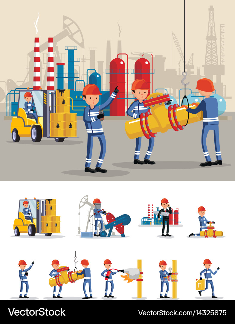Oil industry characters concept Royalty Free Vector Image