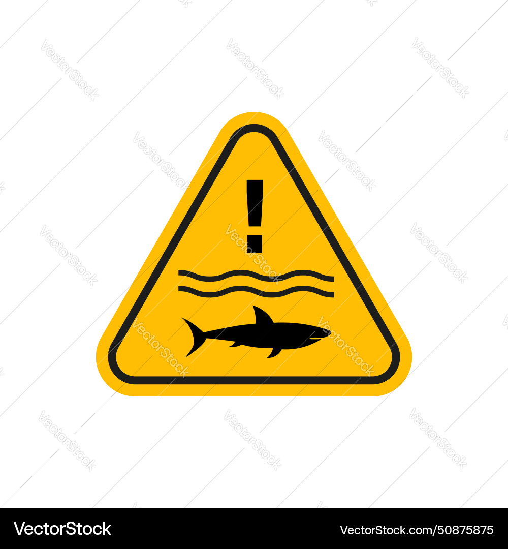 Shark warning sign icon set caution for marine Vector Image