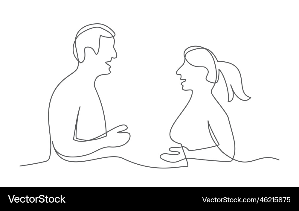 Single Line Conversation Sketch Royalty Free Vector Image