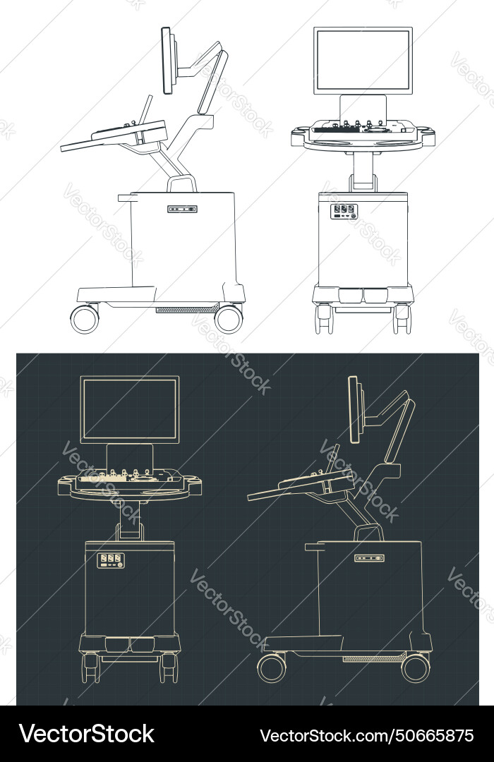 Ultrasound machine blueprints Royalty Free Vector Image