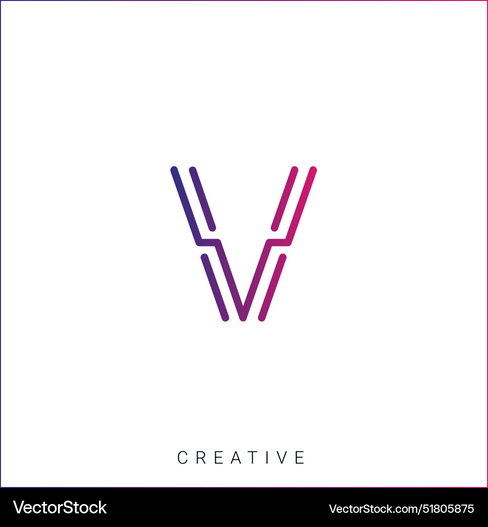 V creative latter logo design by custom branding Vector Image