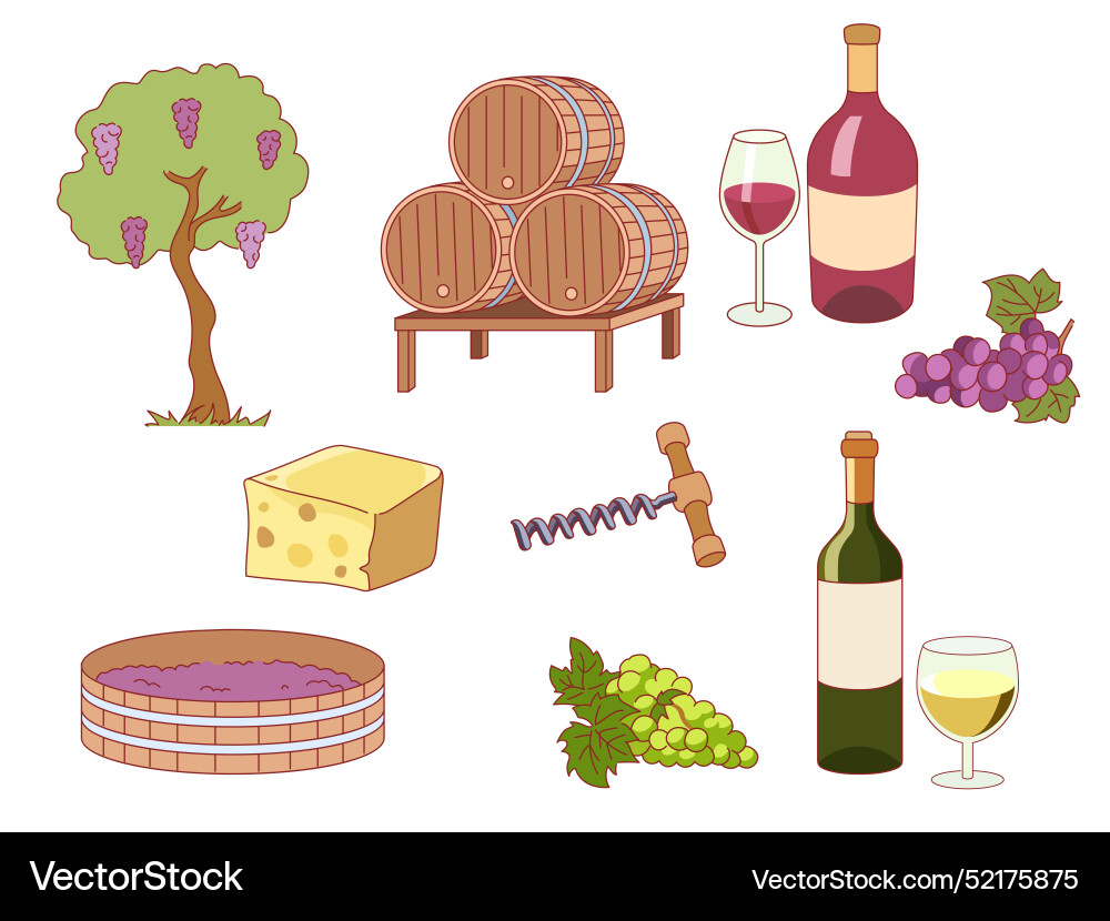 Winemaking elements fermented noble alcohol Vector Image