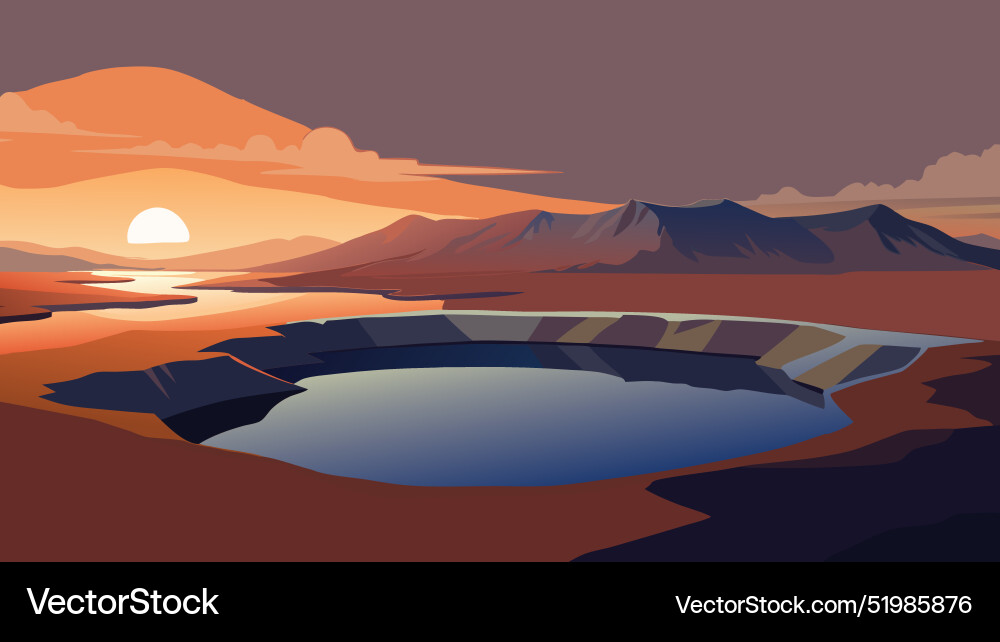 Crater Pool von krafla Vulkan dramatischen Sonnenuntergang