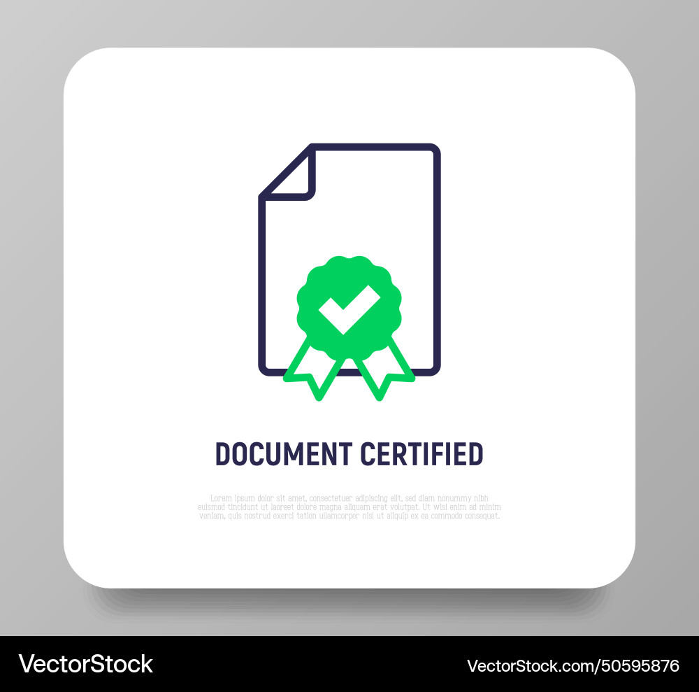 Document certified thin line icon diploma Vector Image