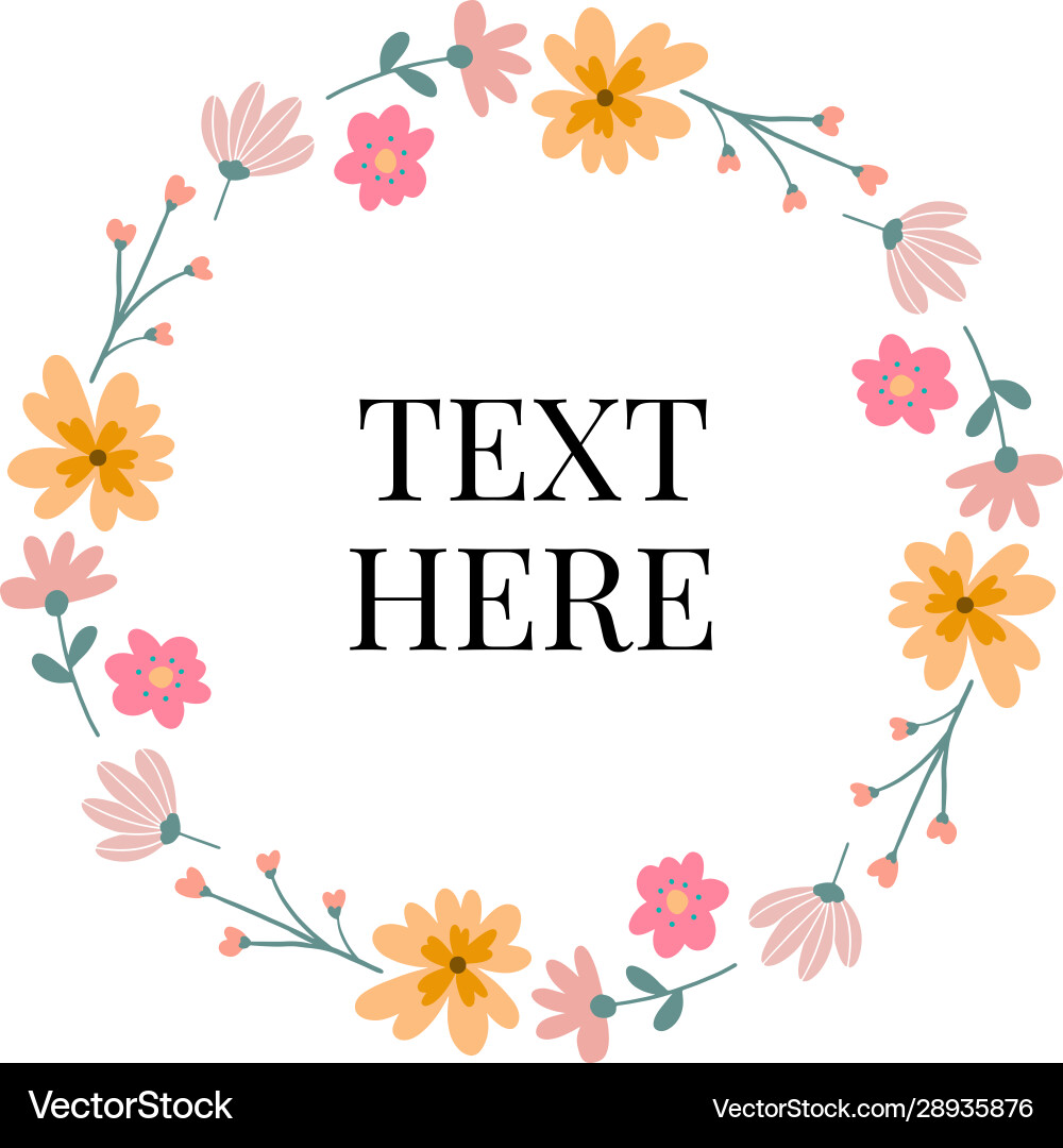 Floral frame collection set cute retro flowers Vector Image