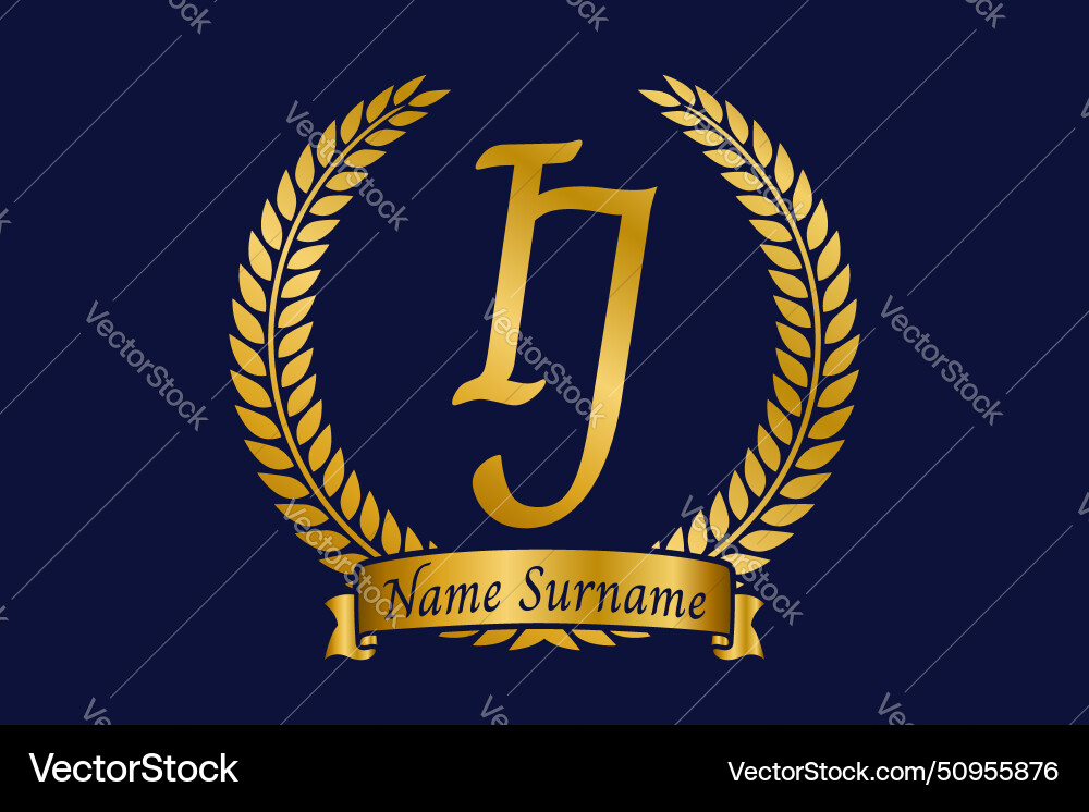 Initial letter i and j ij monogram logo design Vector Image
