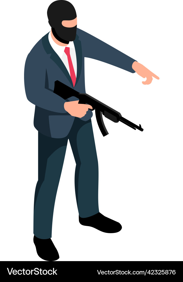 Isometric criminal gun composition Royalty Free Vector Image