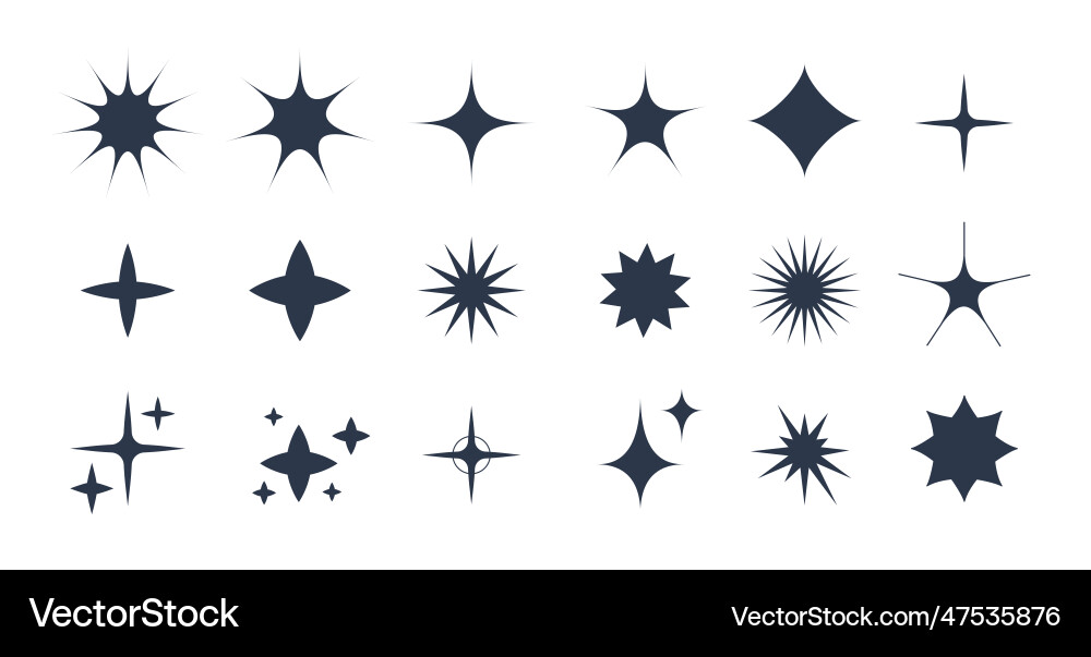 Minimal silhouette stars sparkle icon twinkle Vector Image