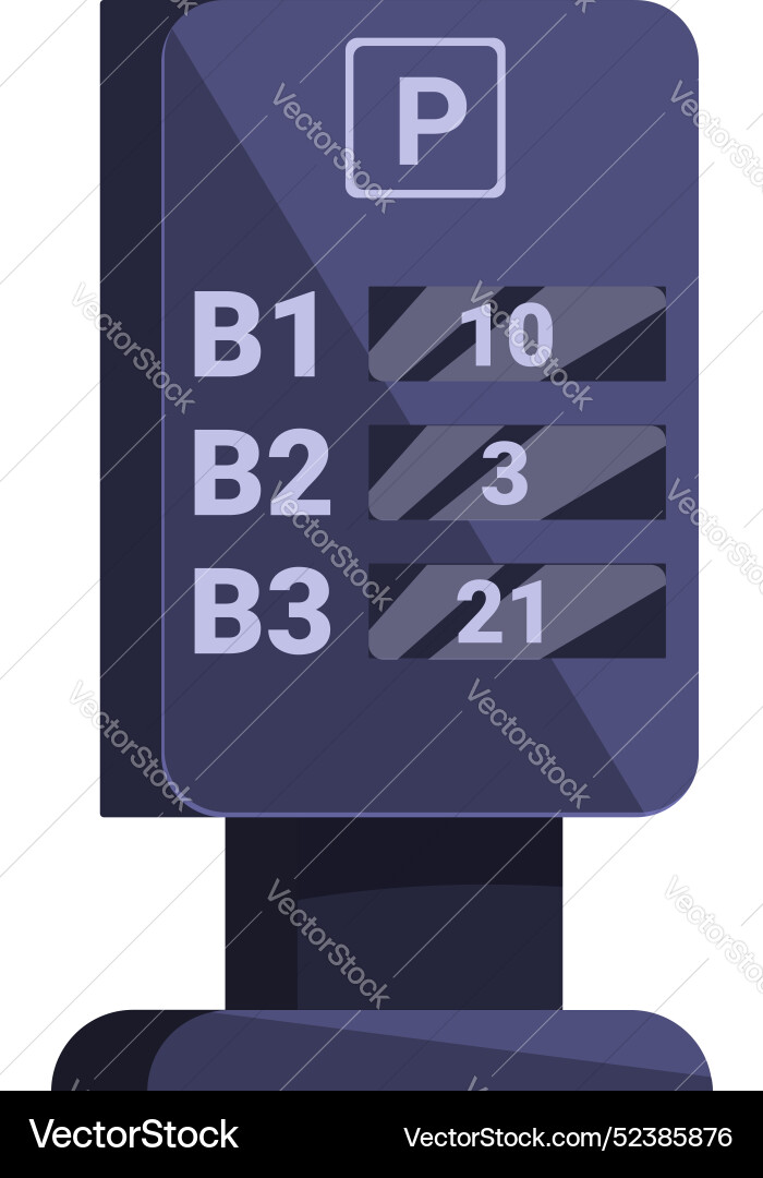 Parking guidance system showing available spots Vector Image
