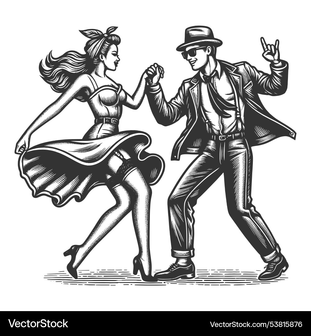 Retro dancing couple rockabilly Royalty Free Vector Image