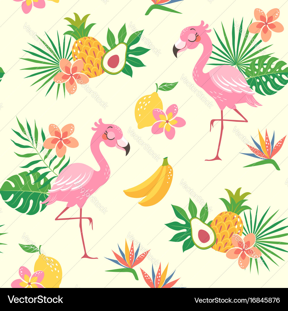 Tropical flamingo bird pattern Royalty Free Vector Image