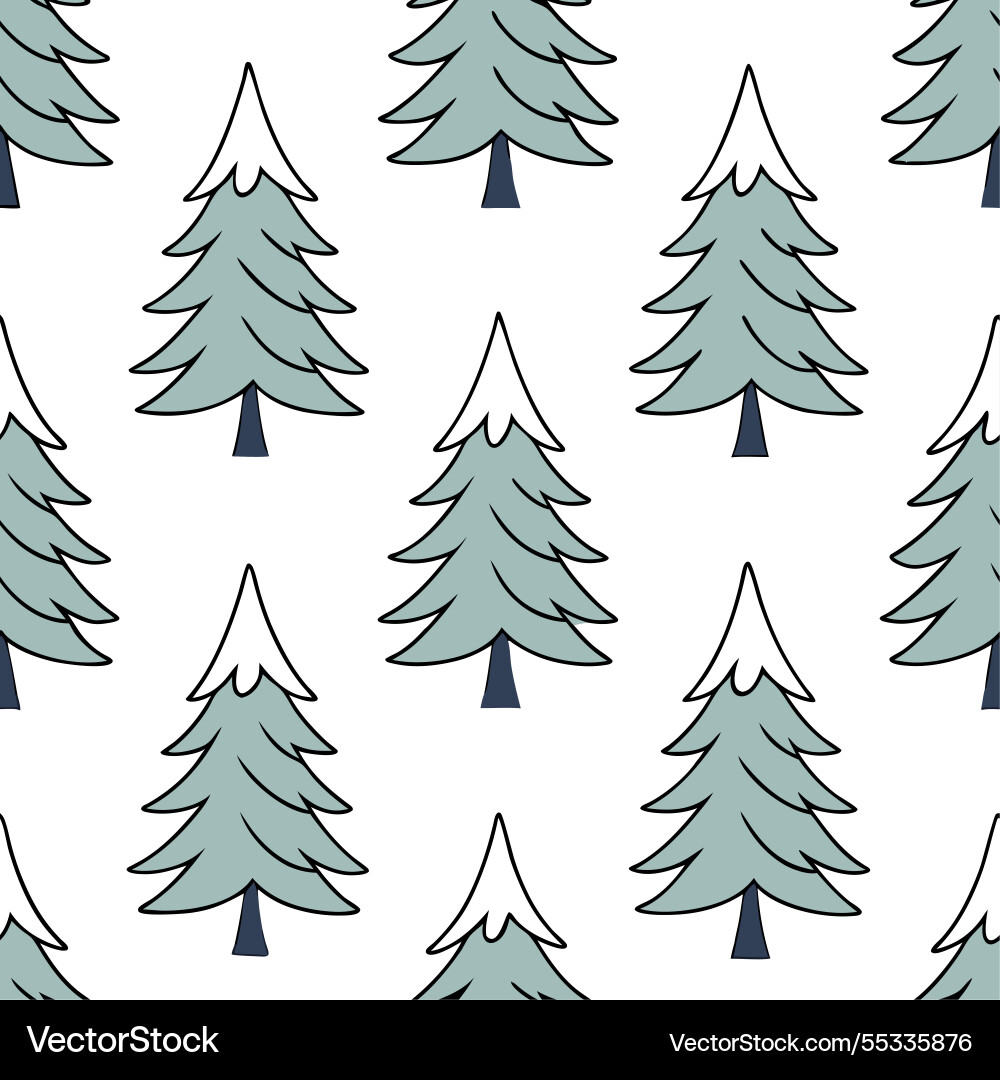 Winter trees seamless pattern with evergreen Vector Image