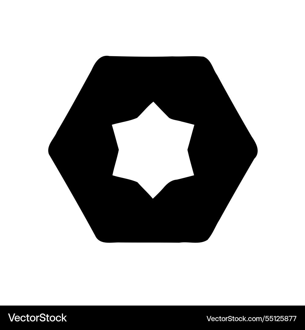 Abstract black hexagon with star shape center Vector Image