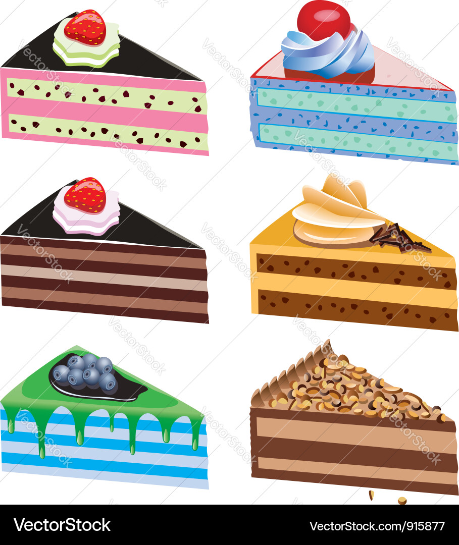 Cake slices Royalty Free Vector Image - VectorStock