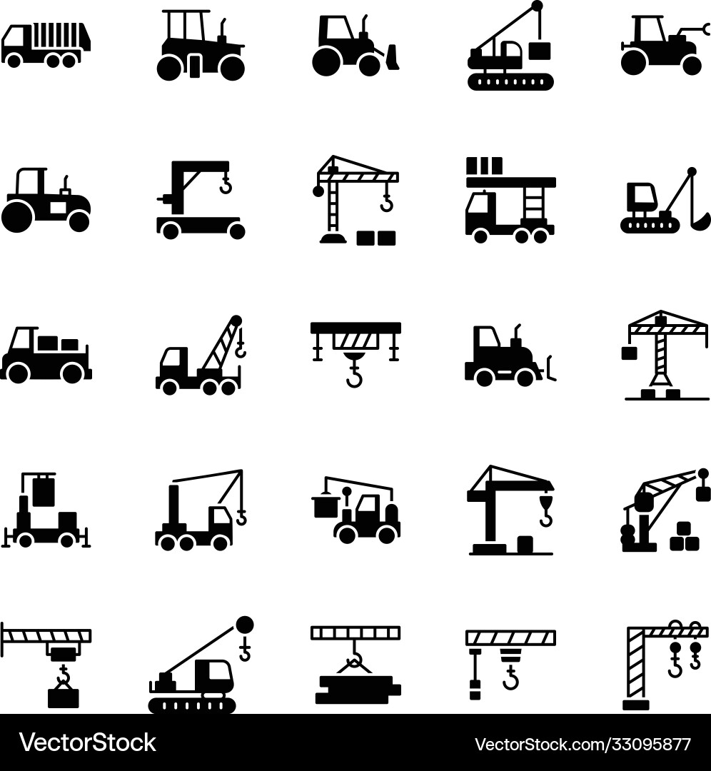 Crane and lifting machine icons Royalty Free Vector Image