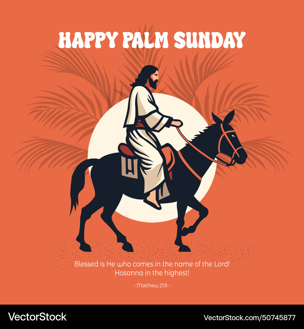 Jesus christ riding donkey and entering jerusalem Vector Image