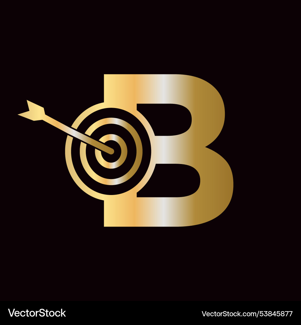 Letter b success logo combine with bow target icon