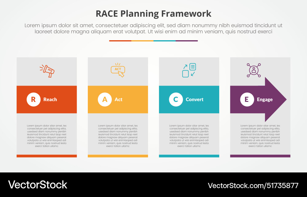 Race framework infographic concept for slide Vector Image