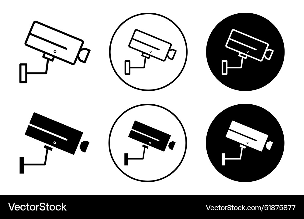 Security camera icon outline flat Royalty Free Vector Image