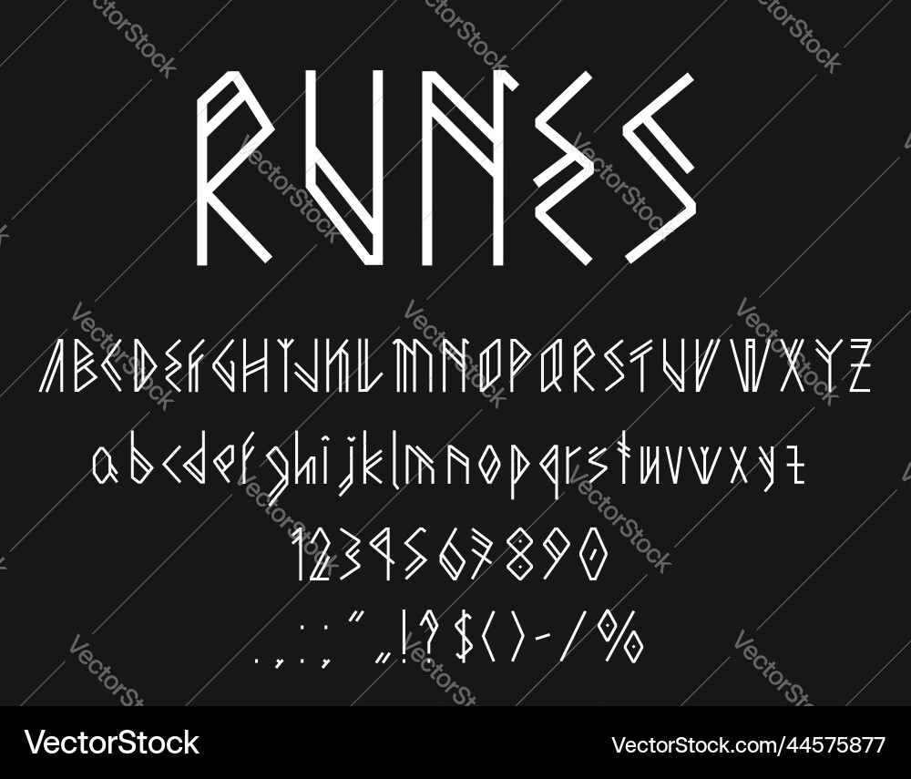 Viking runes font scandinavian type or typeface Vector Image