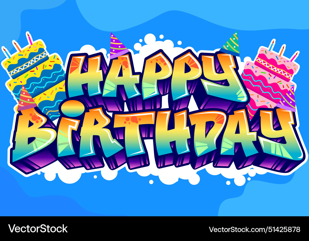 Colorful Birthday Graffiti Art Royalty Free Vector Image