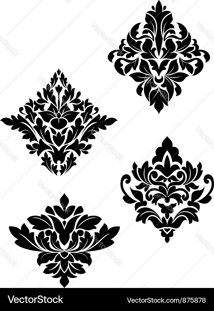 Damask flower patterns Royalty Free Vector Image