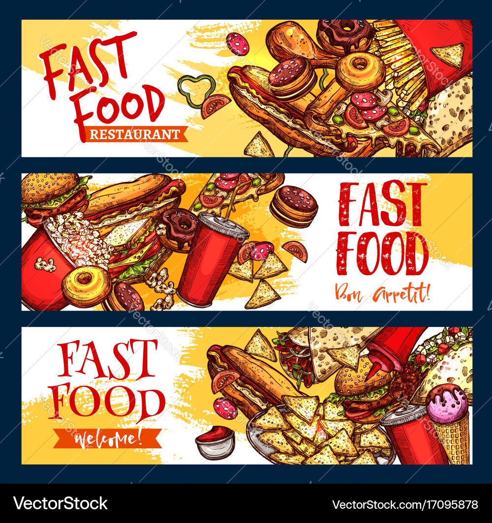 Fast Food Menu Banners Royalty Free Vector Image