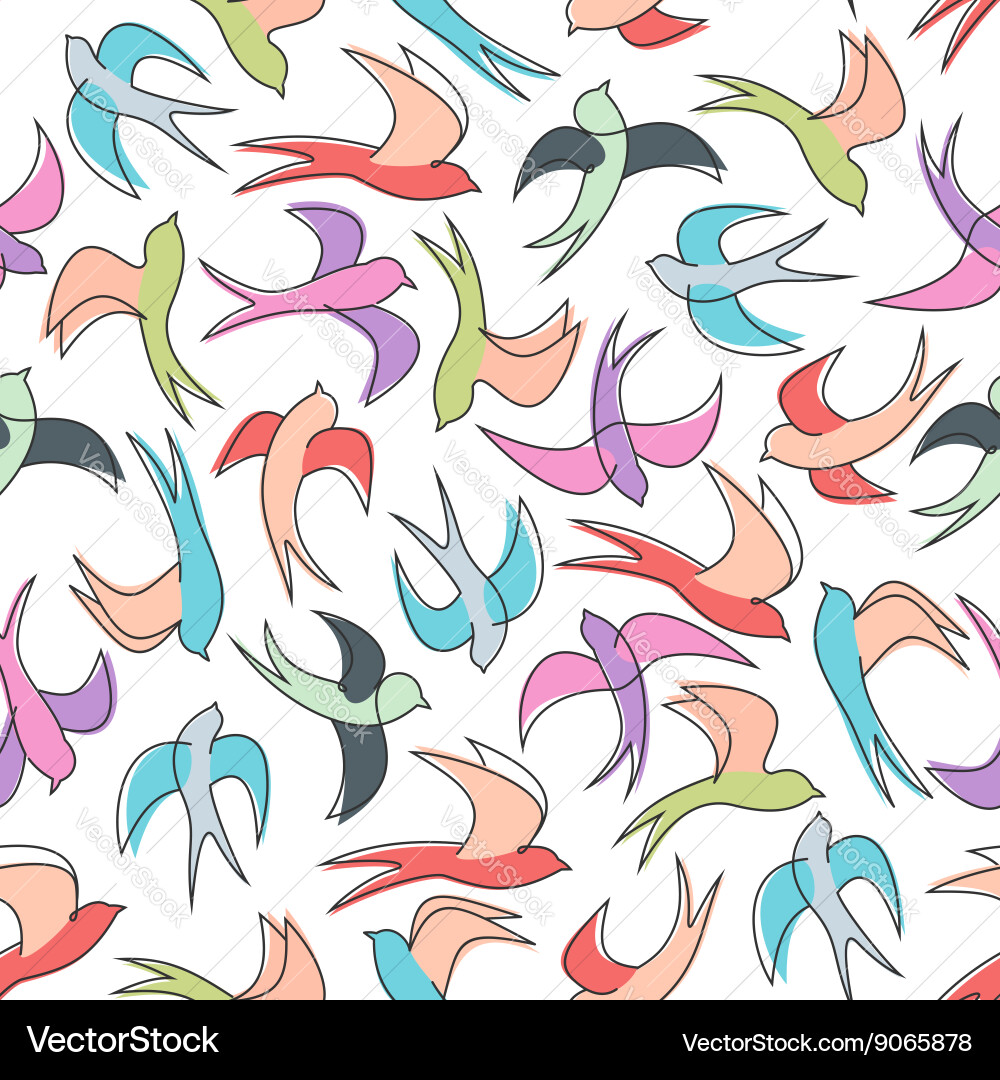 Flying swallows seamless pattern background Vector Image