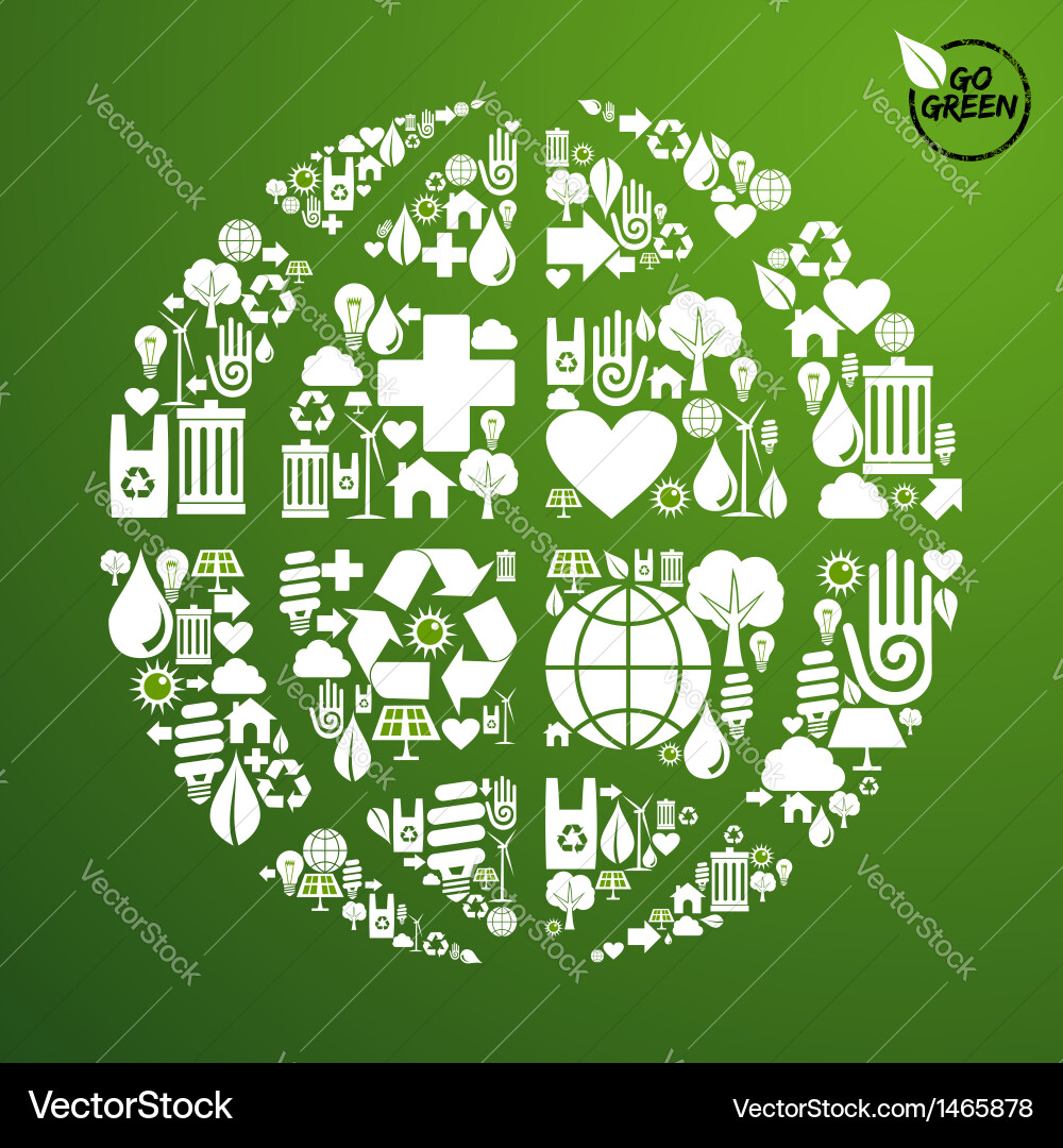 Global world in green icon set Royalty Free Vector Image