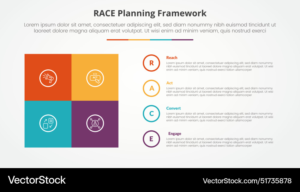 Race framework infographic concept for slide Vector Image