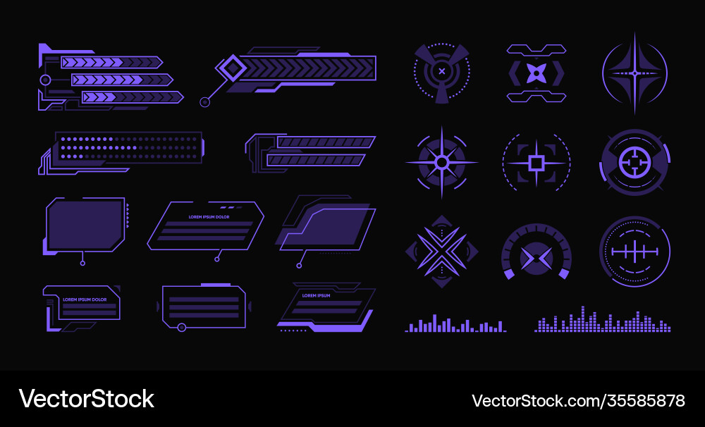 Various modern hud flat elements set Royalty Free Vector