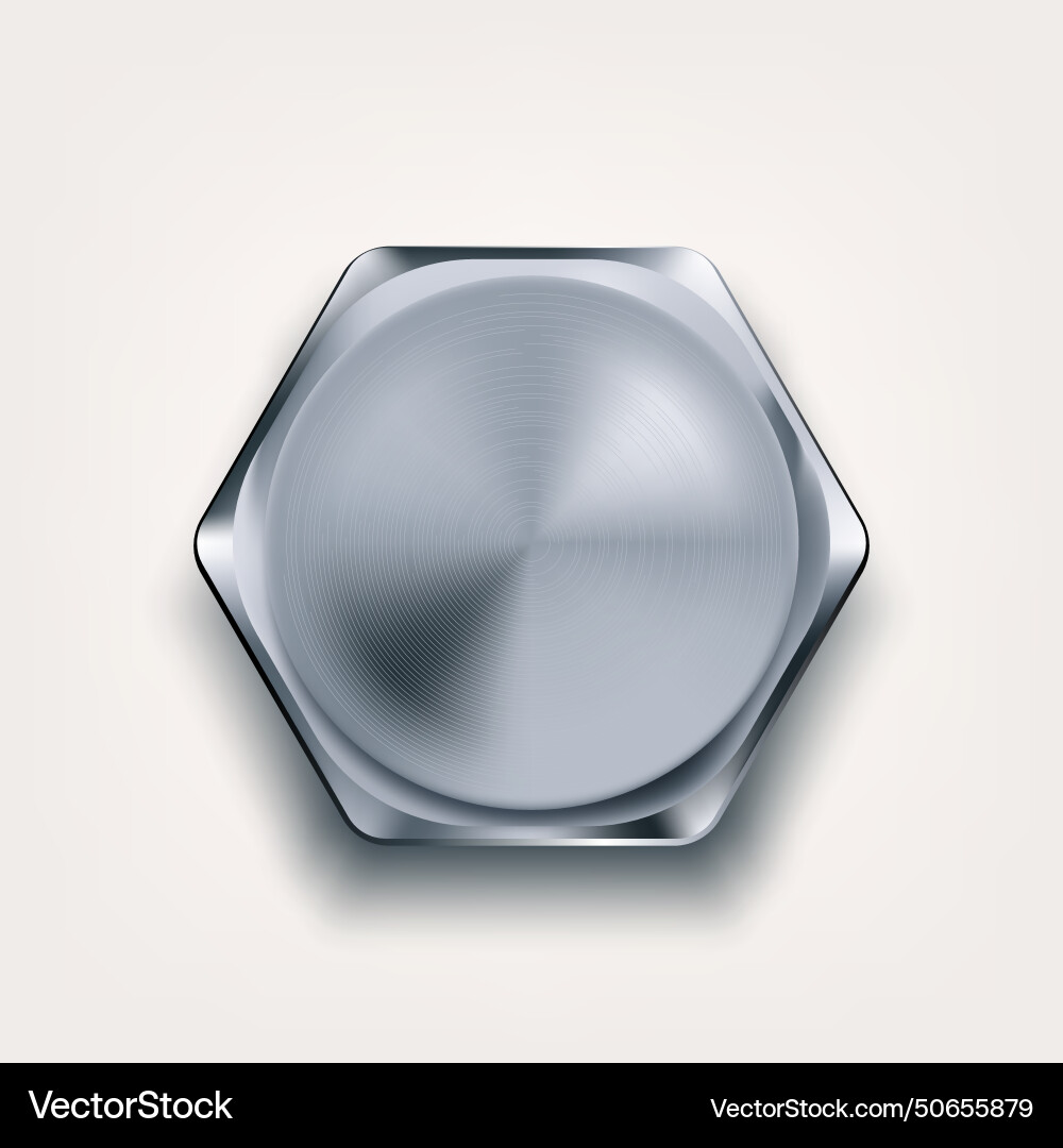 3d shiny metal bolt top view with shadow Vector Image
