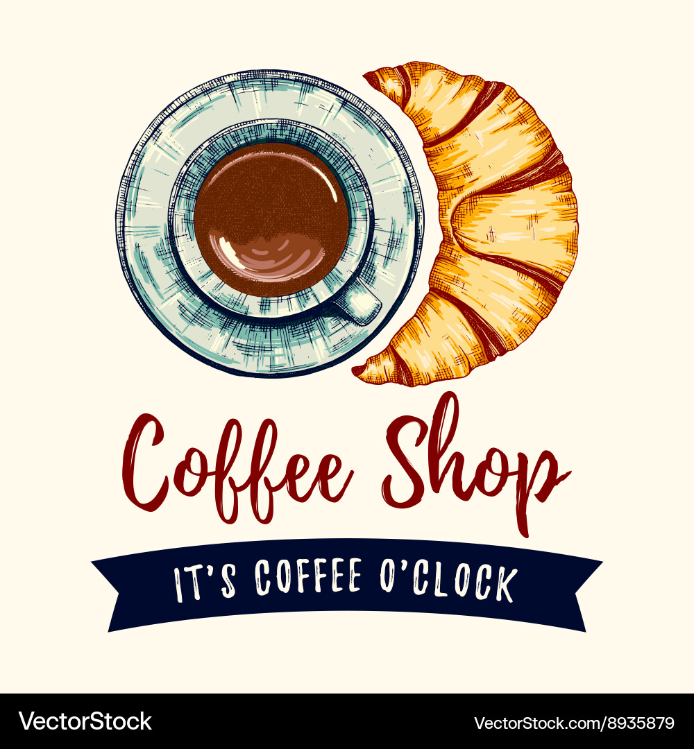 Coffee and croissant Royalty Free Vector Image
