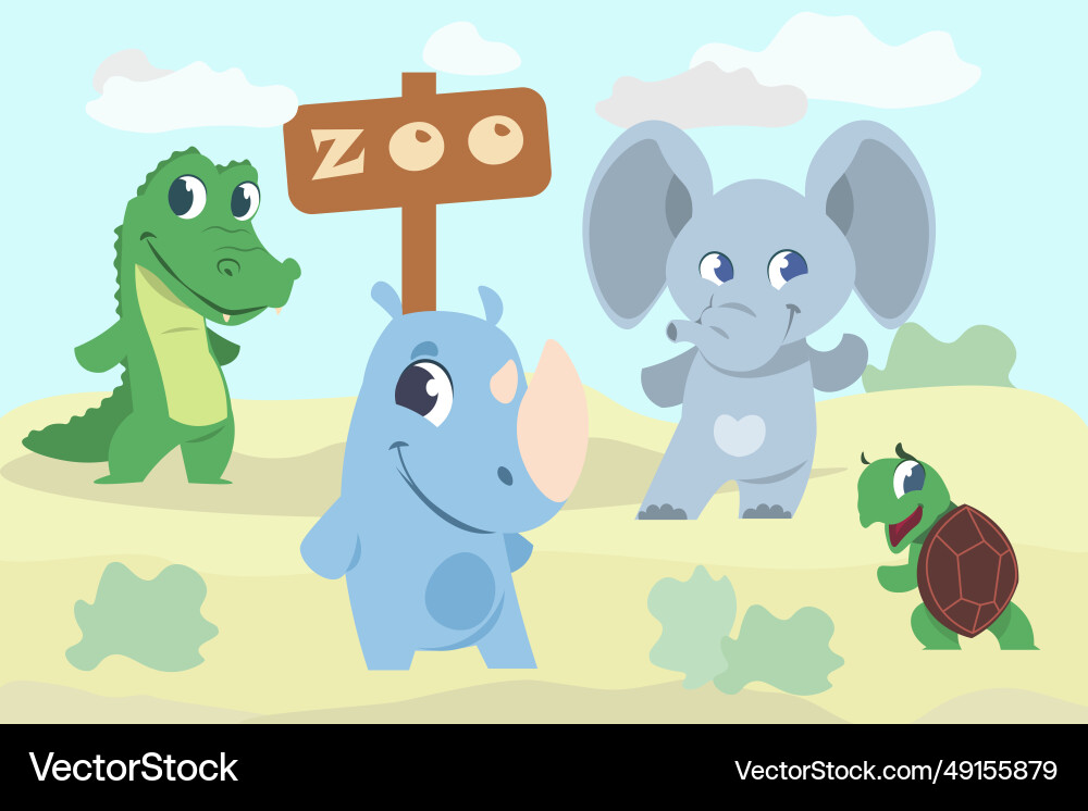 Cute animals wild little creatures cartoon Vector Image