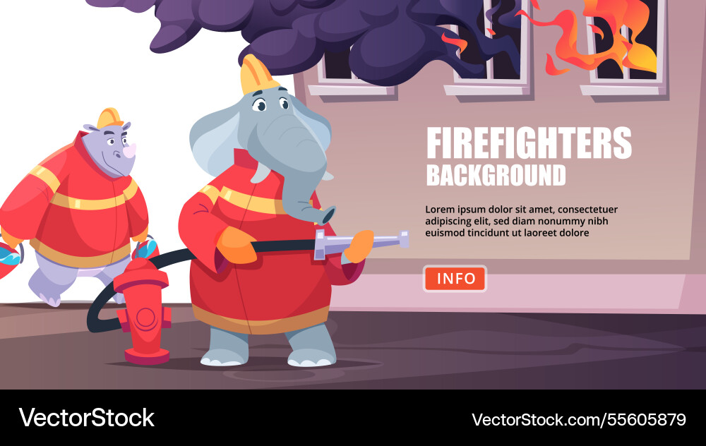 Firefighters animals elephant and rhinoceros Vector Image