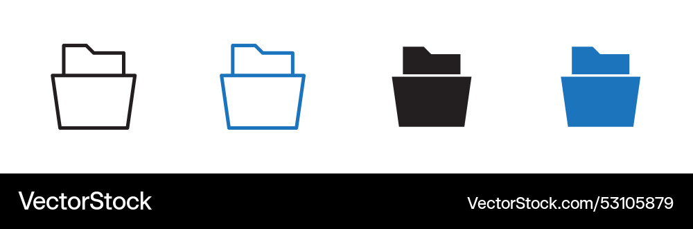 Folder icon set outline Royalty Free Vector Image