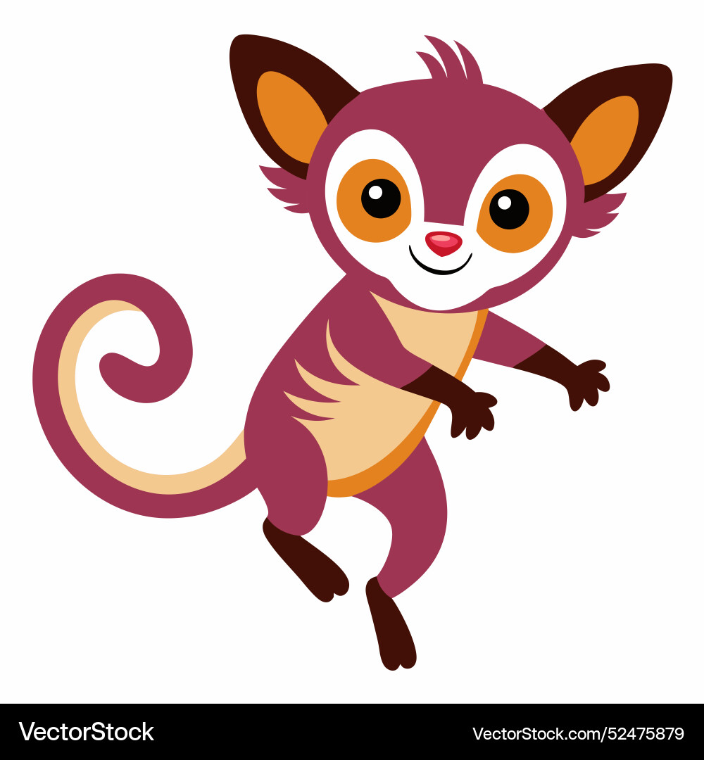 Galago monkey jumps kawaii Royalty Free Vector Image