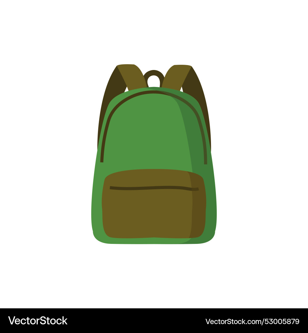 Green student backpack isolated Royalty Free Vector Image