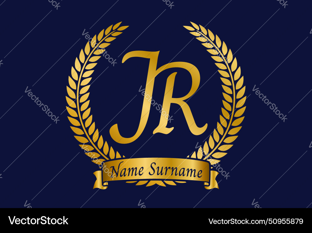 Initial letter j and r jr monogram logo design Vector Image