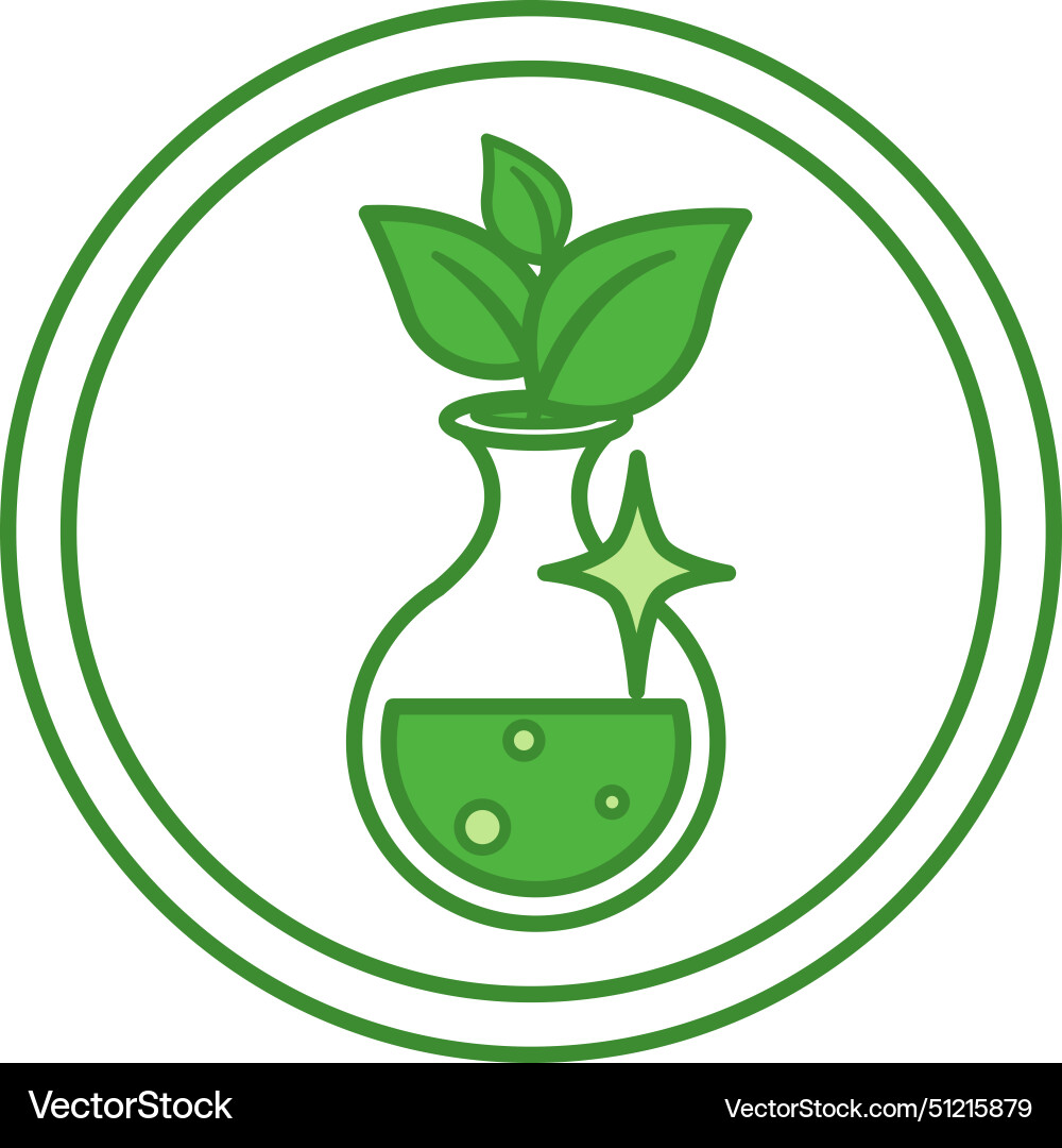 Non toxic green icon chemical flask Royalty Free Vector