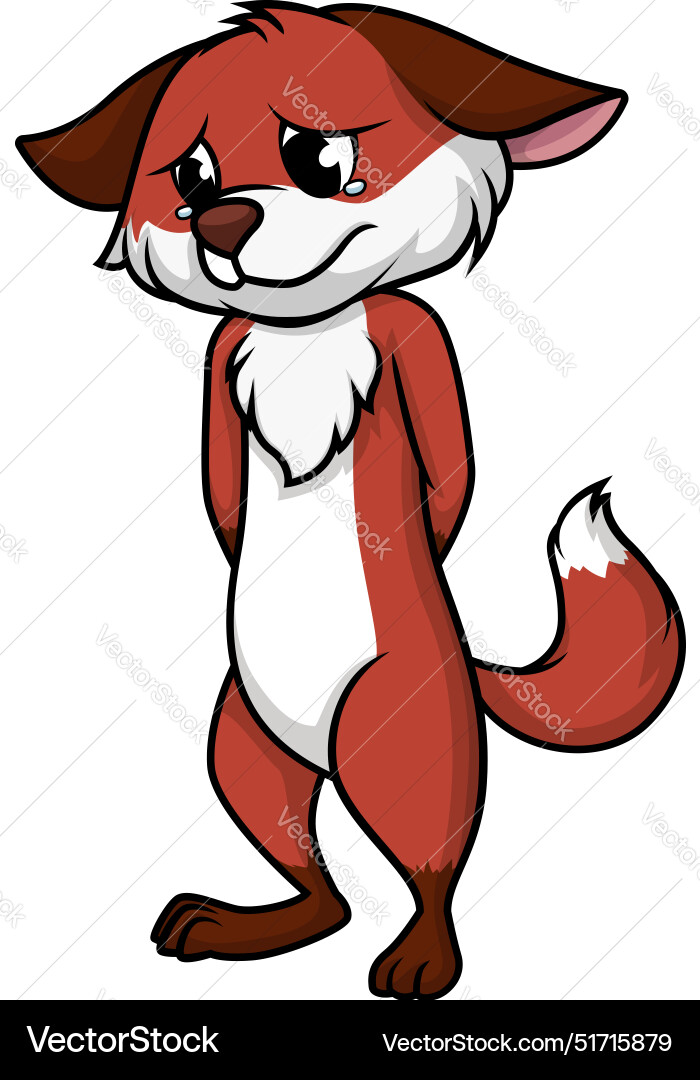 Sad fox character cartoon Royalty Free Vector Image