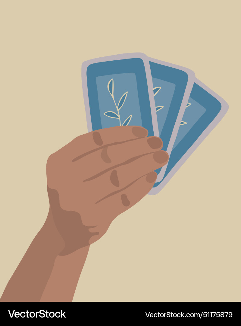 Tarot cards in human hand divination Royalty Free Vector