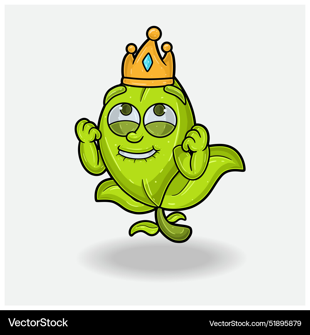 Tea leaf mascot character cartoon with happy Vector Image