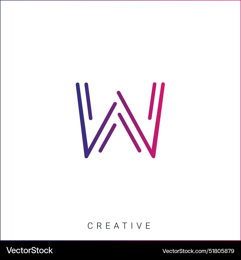 W creative latter logo design by custom branding Vector Image