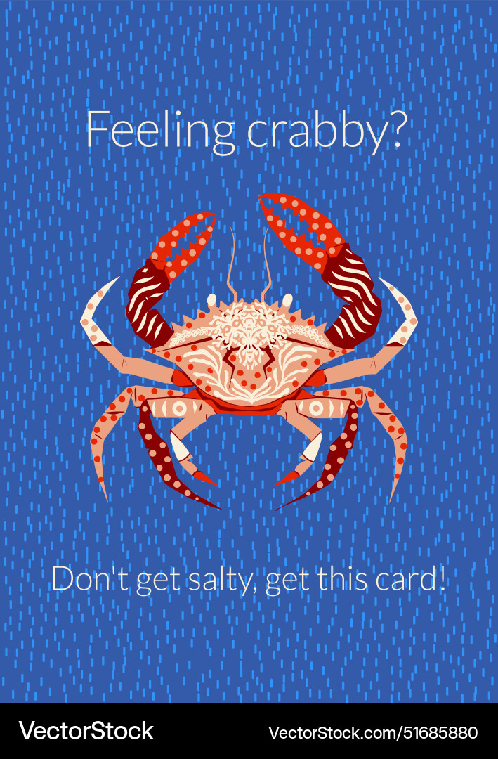 Crab greeting card in dopamine-driven Royalty Free Vector
