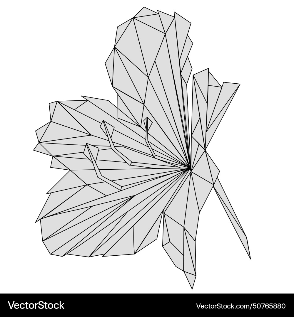 Flower rhododendron outline low-polygon simple Vector Image