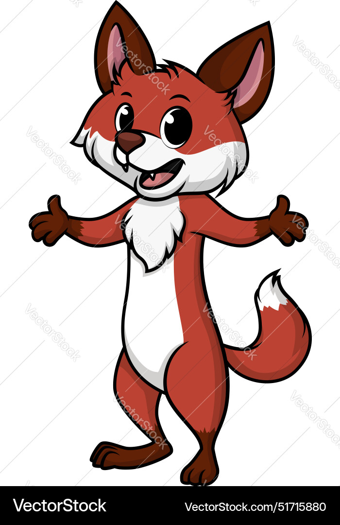 Fox with open arms cartoon Royalty Free Vector Image