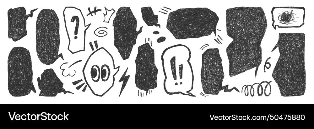 Hand drawn dialogue box sticker set speech Vector Image