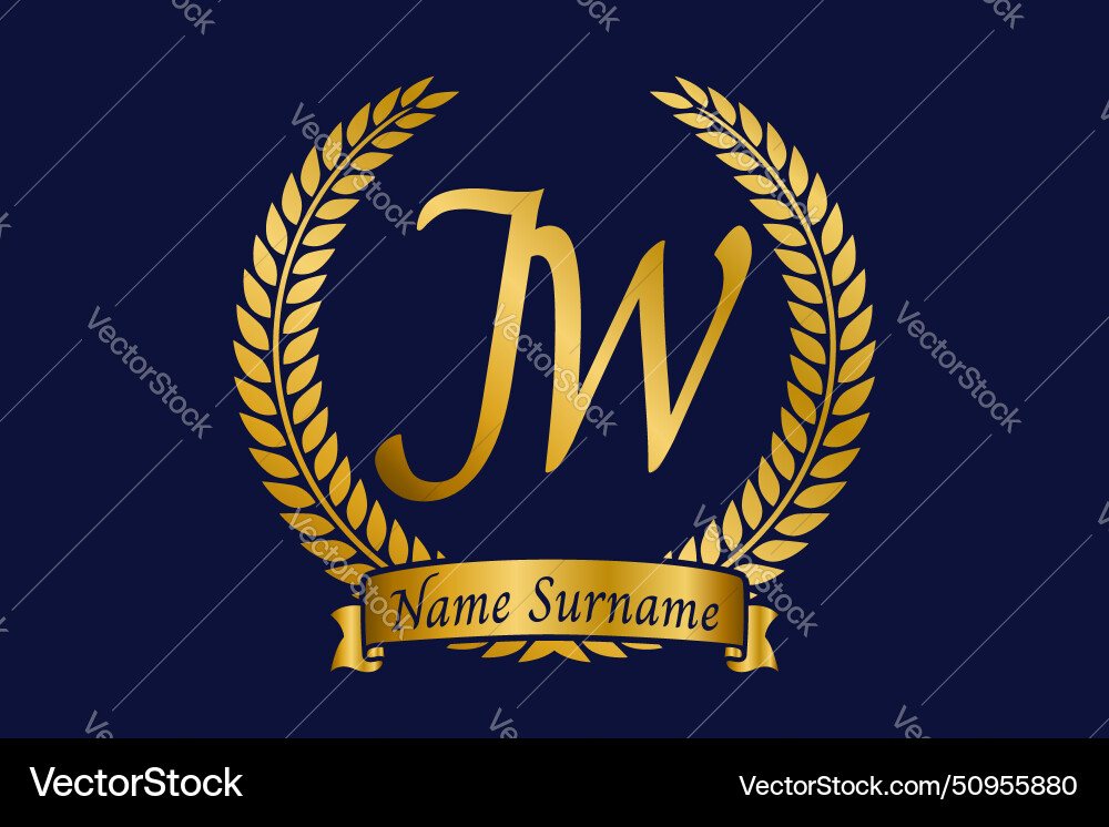 Initial letter j and w jw monogram logo design Vector Image